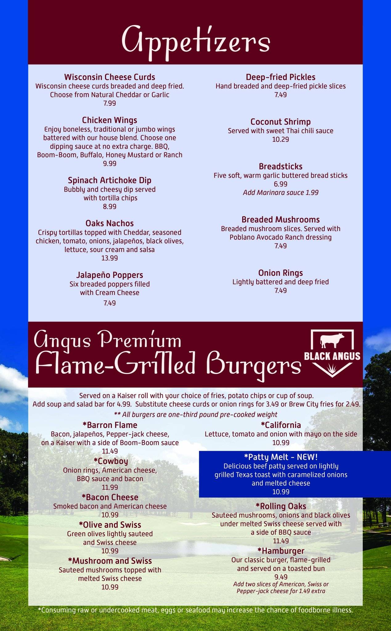 Menu at Rolling Oaks Supper Club, Lounge & Catering, Barron