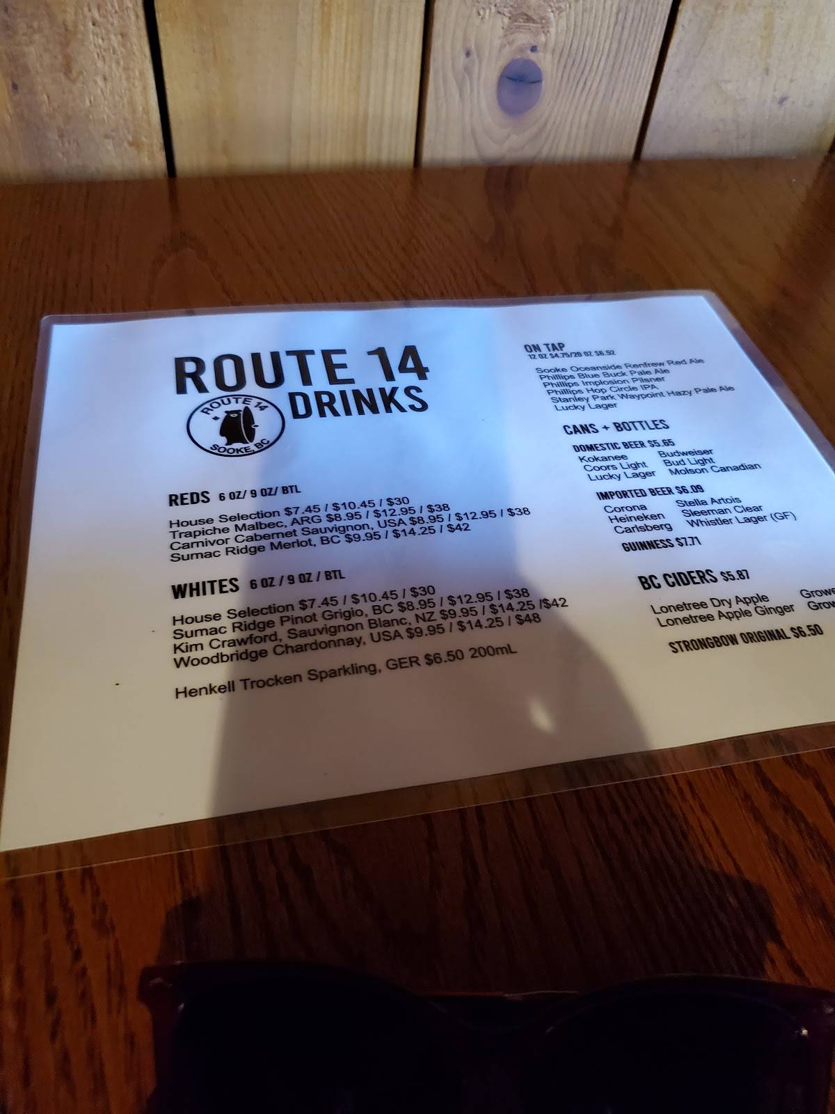 Menu at Route 14 Sooke restaurant, Sooke
