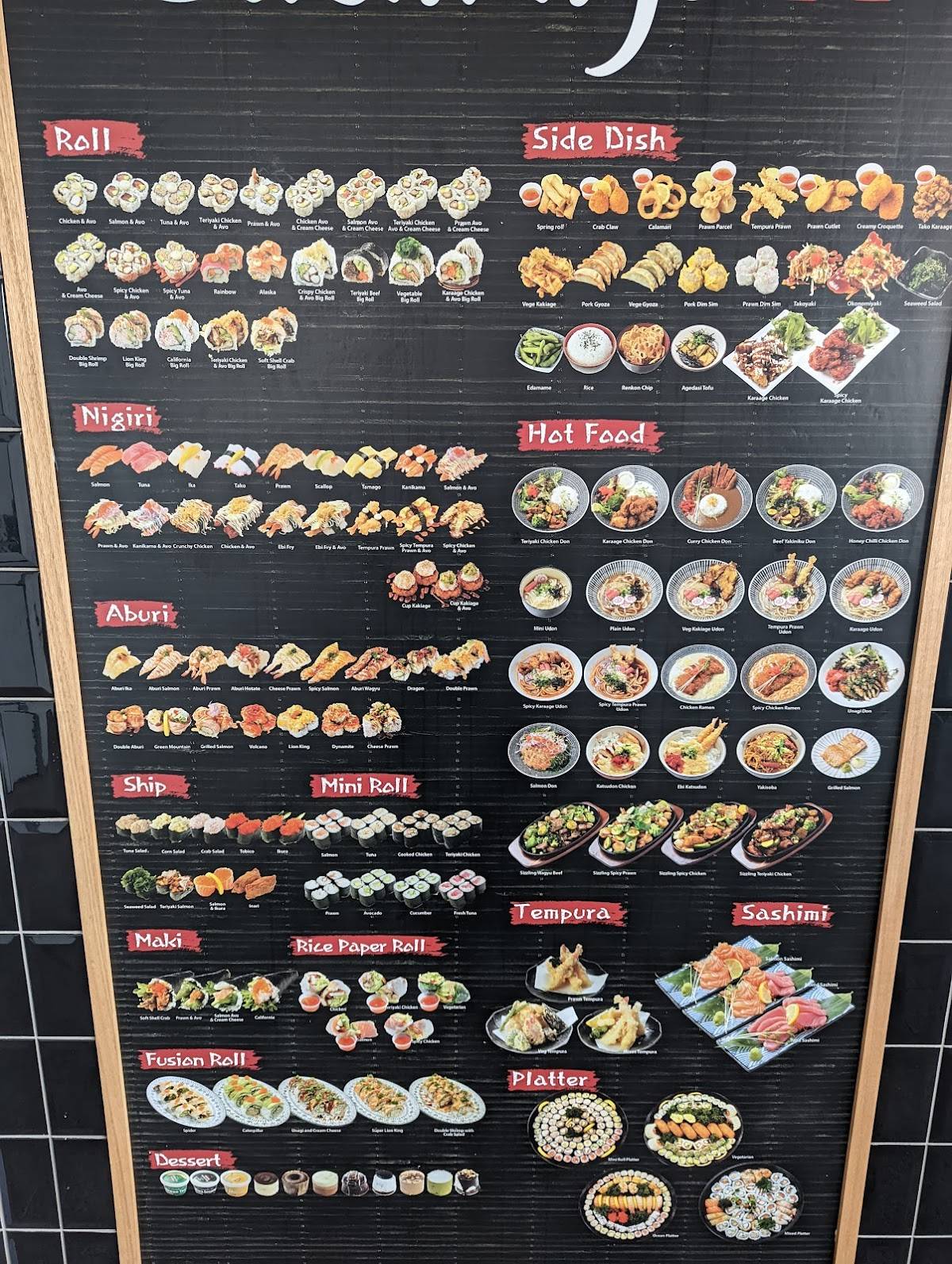Menu at SUSHI HYO (YAMANTO) restaurant, Yamanto