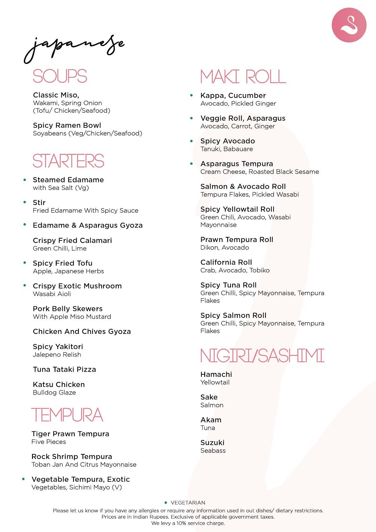 Menu at SWAN, New Delhi, 1st Floor, Kharsra No 1501, Kalka Das Marg