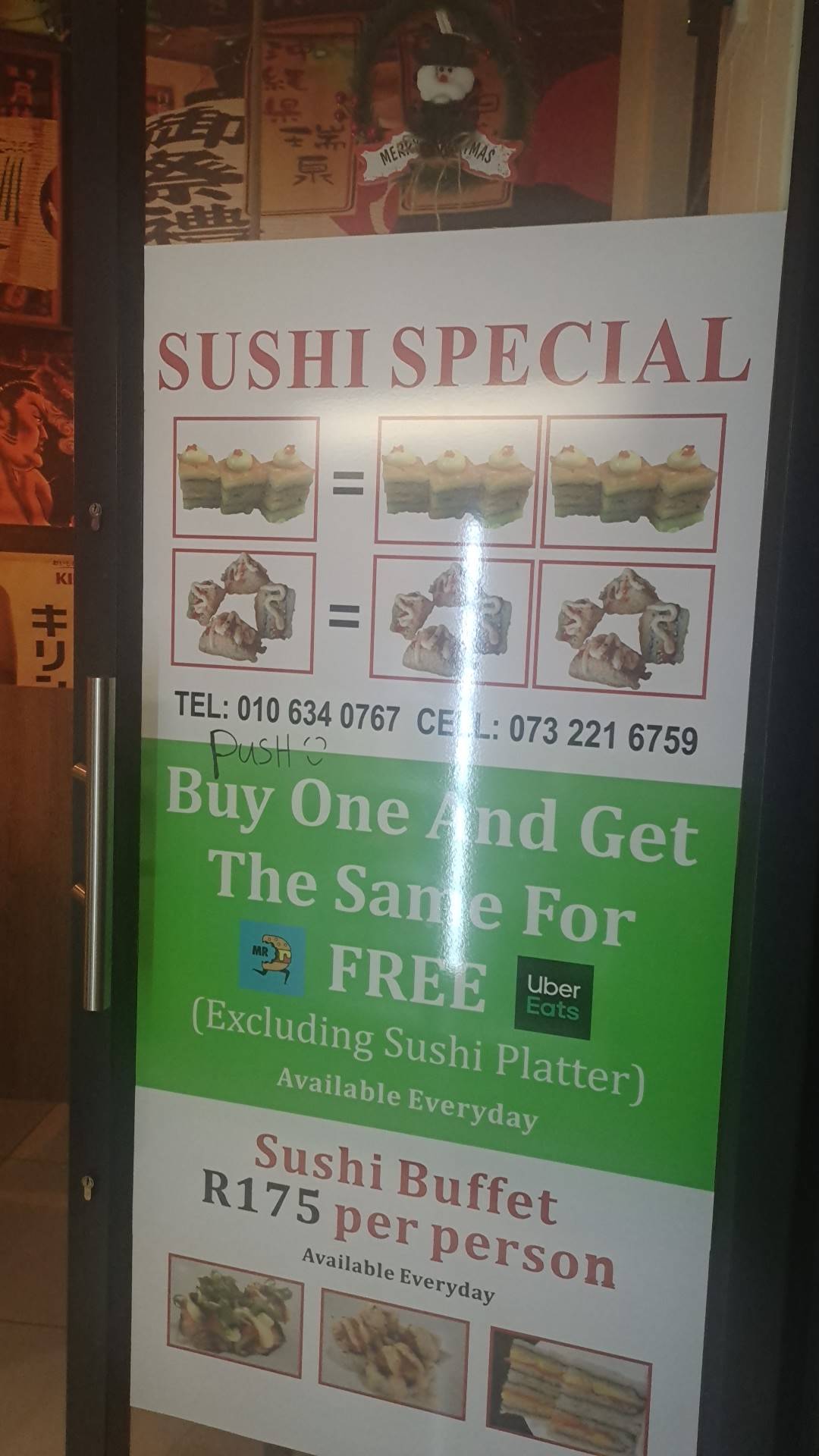 Menu at Sasaki Sushi Chinese Food Serene restaurant, Pretoria
