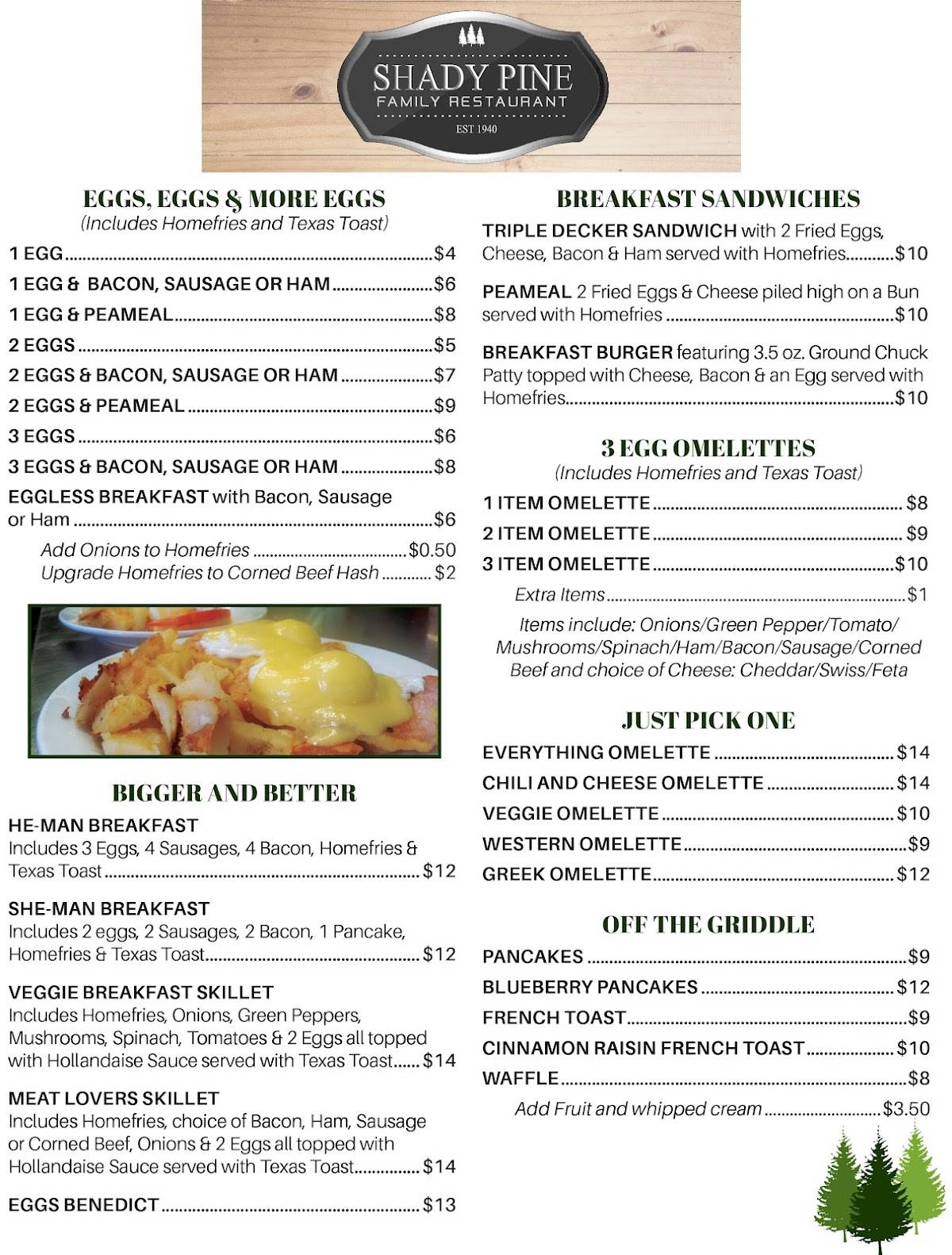 Menu at Shady Pine Family Restaurant, Chatham-Kent