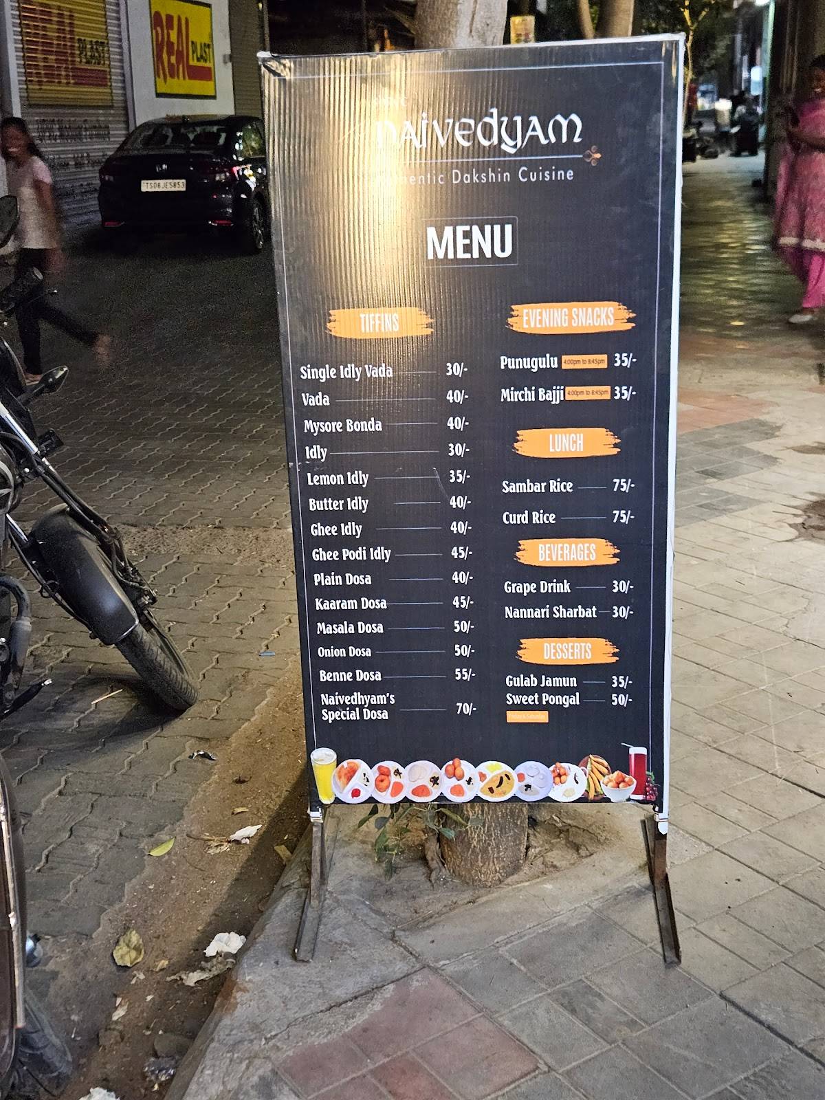 Menu at Shree Naivedyam, Hyderabad, Metro Station