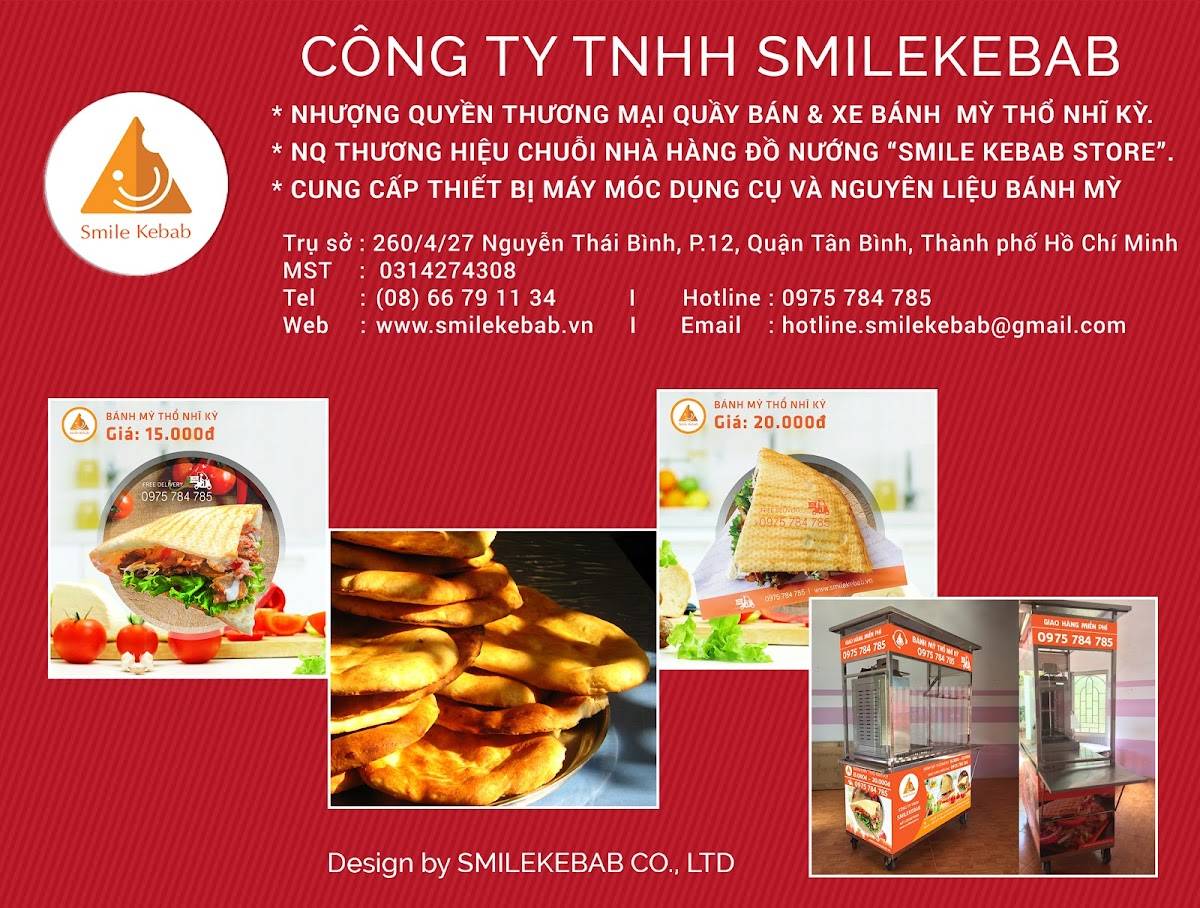 Menu at Smile Kebab restaurant, Ho Chi Minh City, 260/4/27 Nguyễn Thái Bình