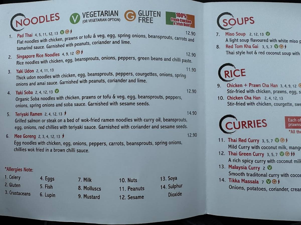 Menu at Soba Asian Street Food - Blackpool restaurant, Cork