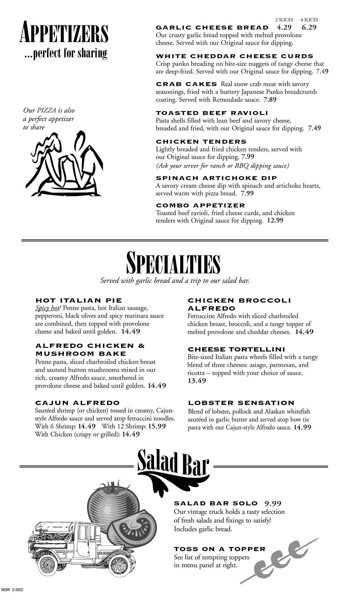 Menu at Spaghetti Works restaurant, Ralston, Park Dr