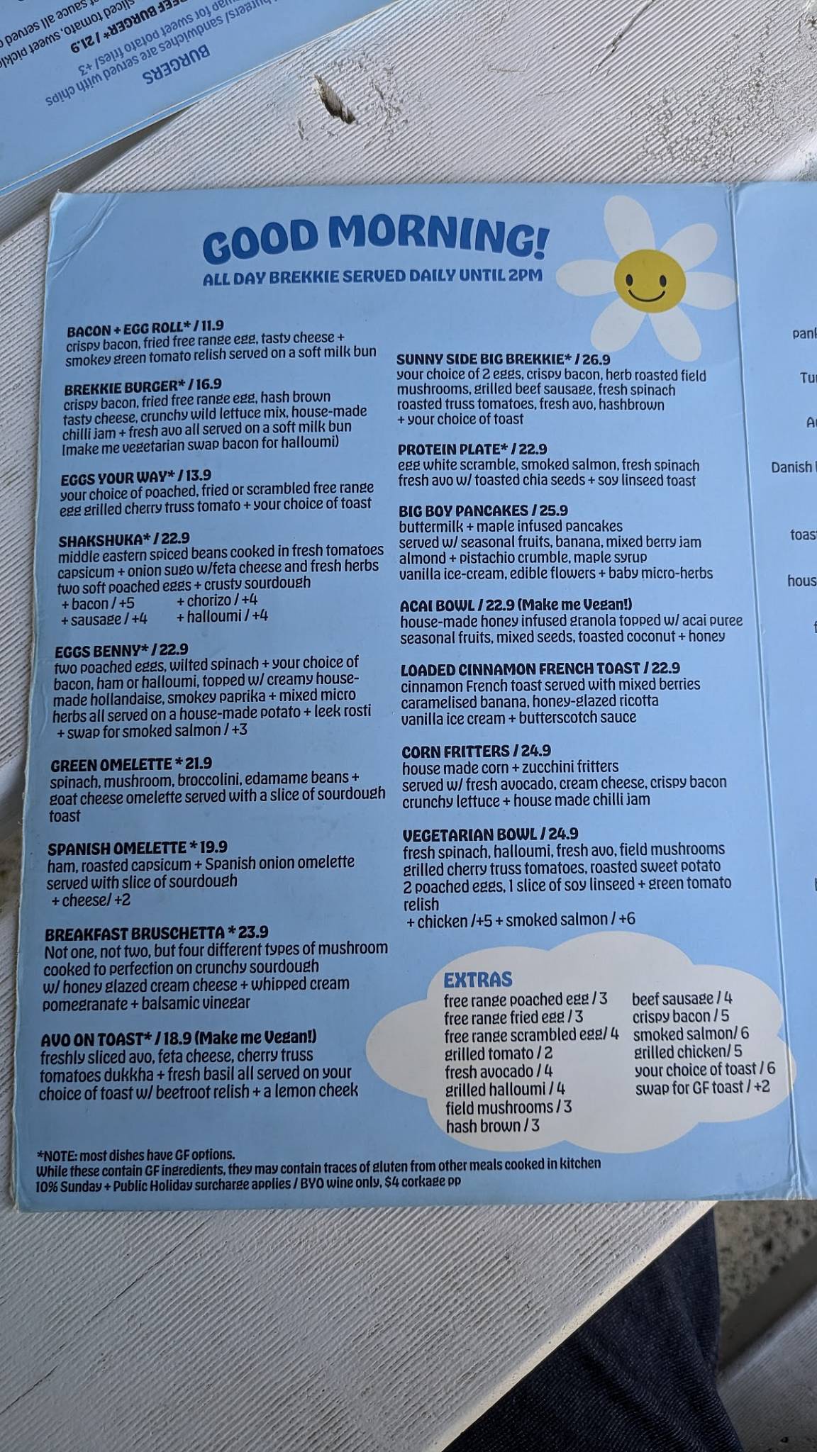 Menu at Sunny Side restaurant, West Pennant Hills