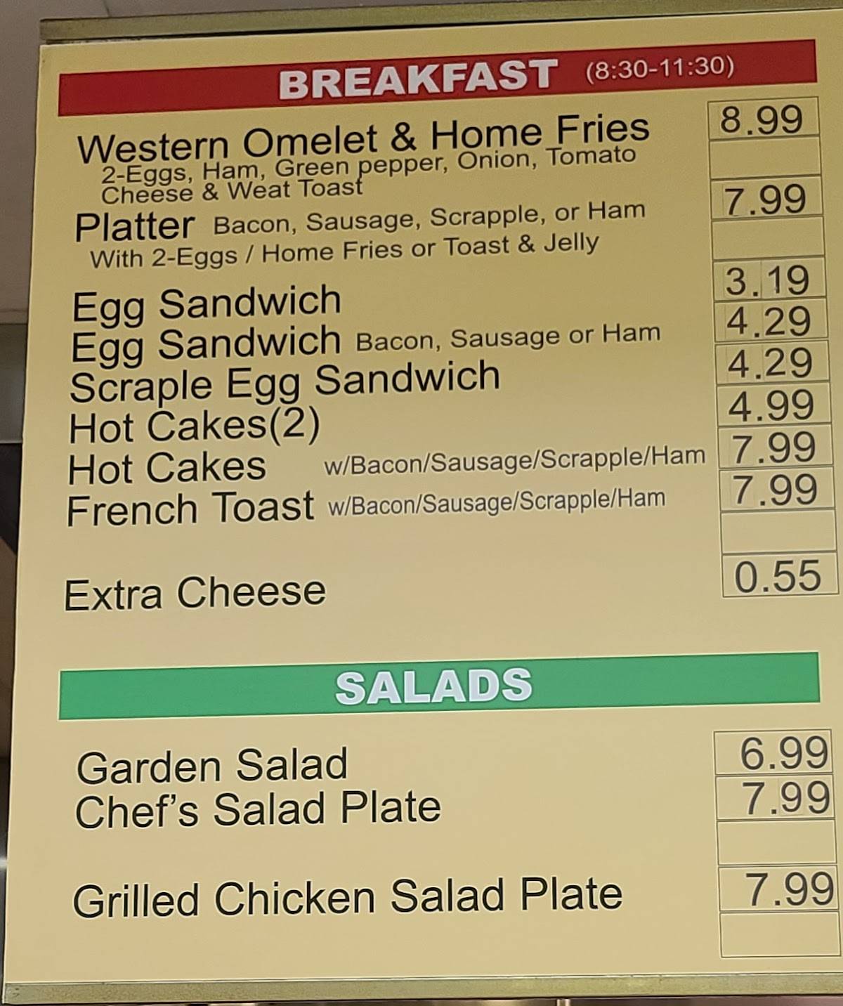 Menu at Sunny's Seafood & Deli restaurant, Woodbridge