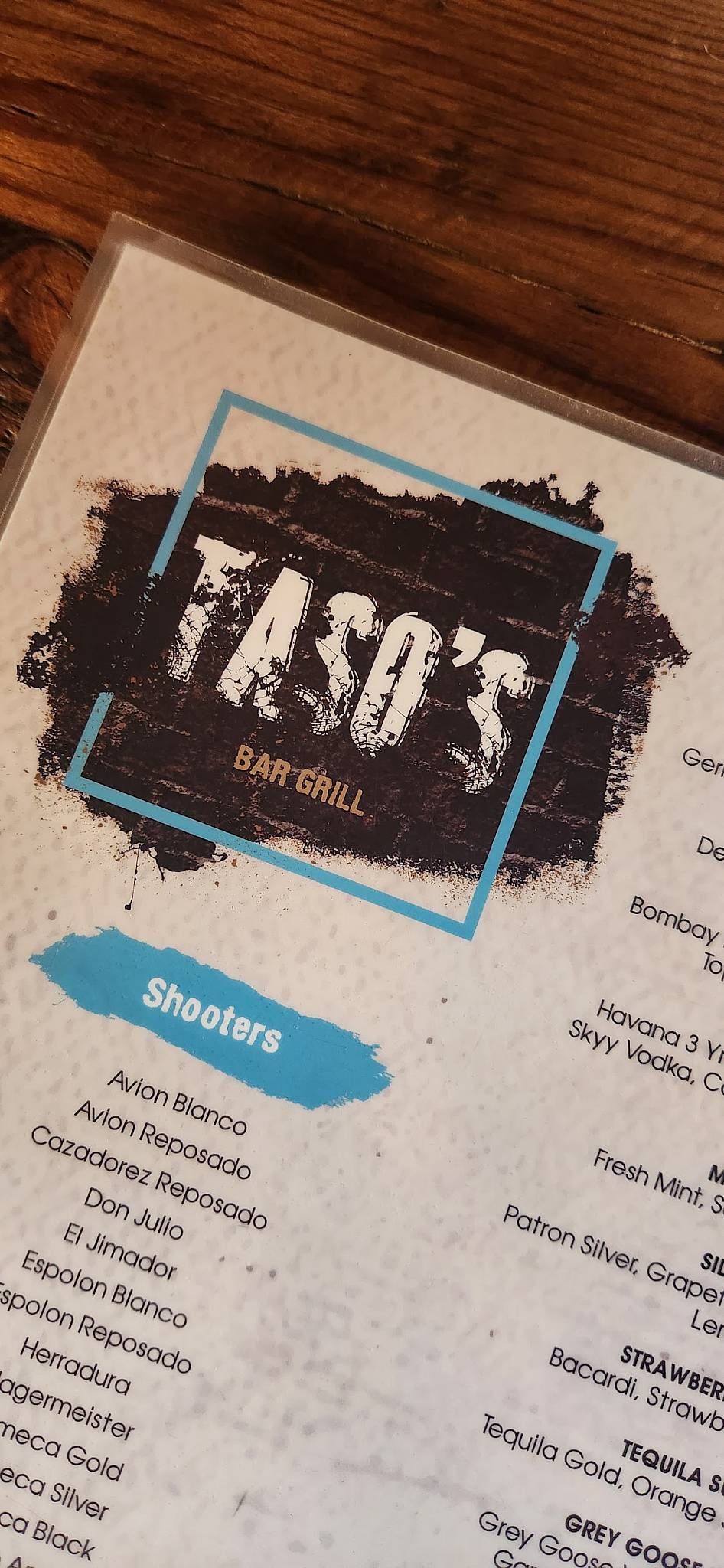 Menu at Taso's Bar Grill Hazelwood, Pretoria
