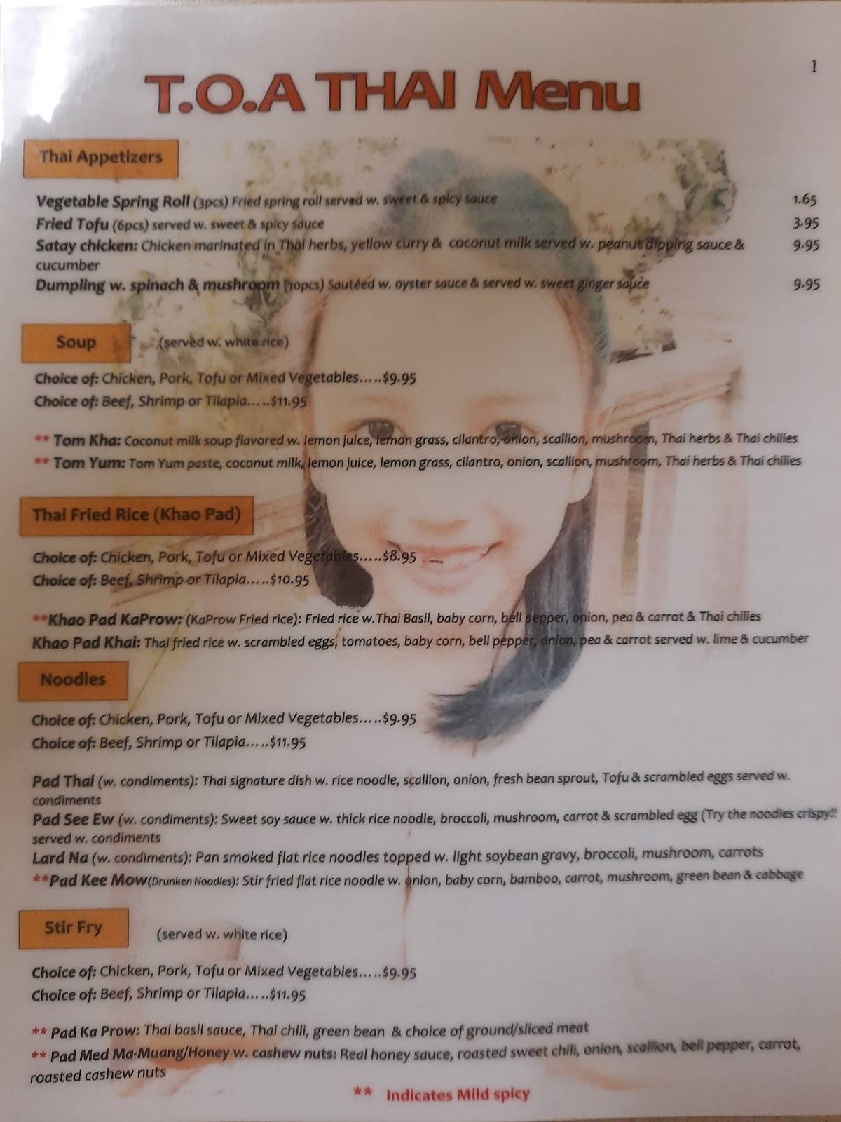 Menu at Taste of Asia Thai & Chinese restaurant, Mishawaka, N Main St