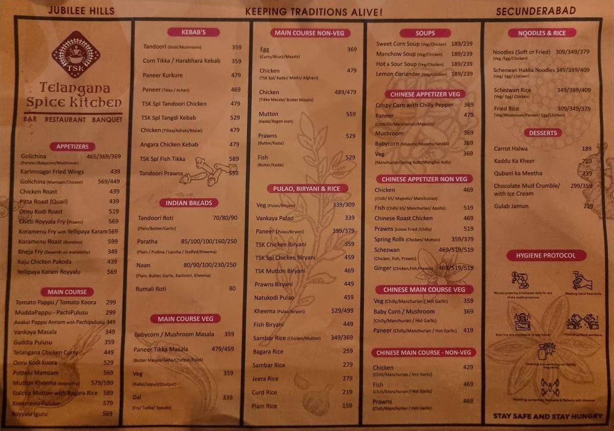 Menu at Telangana Spice Kitchen, Secunderabad