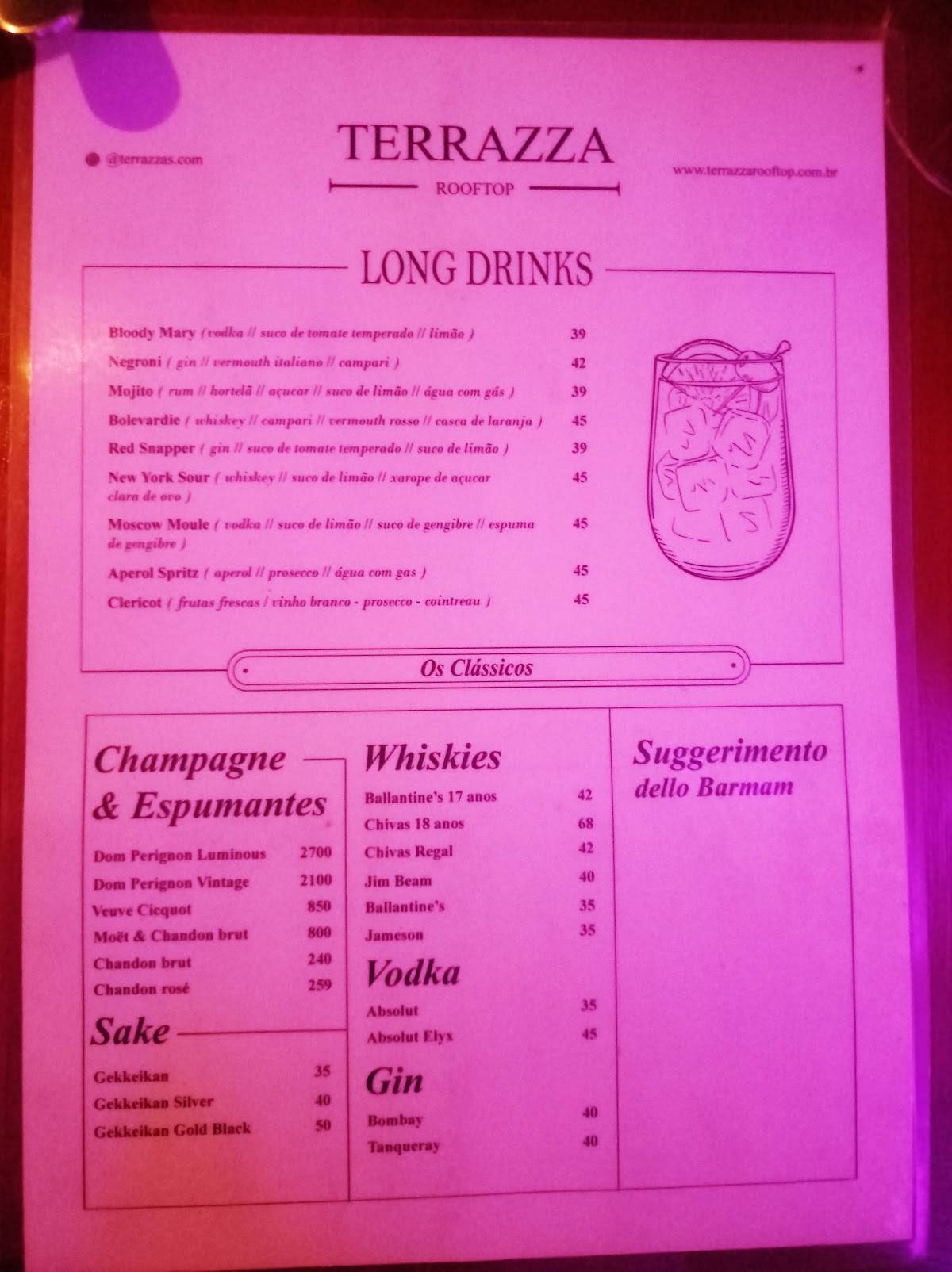 Menu em Terrazza Rooftop restaurante, São Paulo