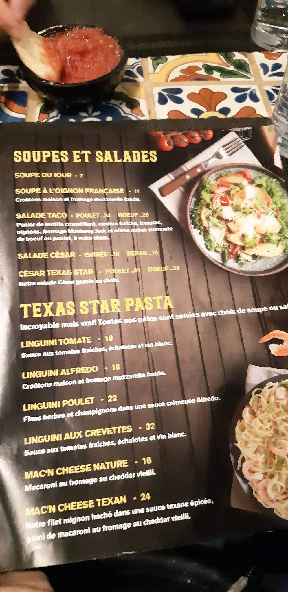 Menu au Restaurant Texas Star, Saint-Eustache, 477 25e Av