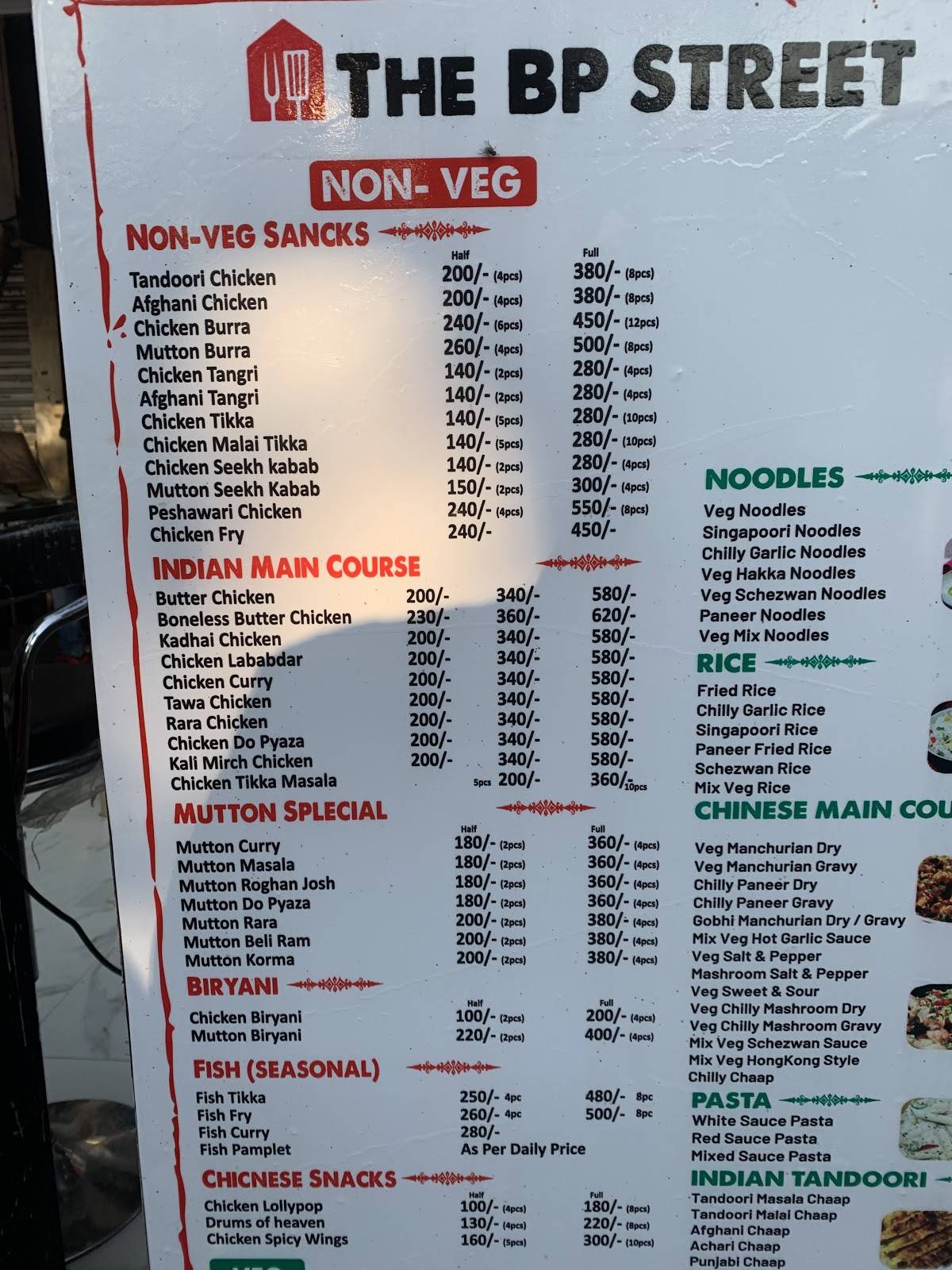 Menu at The BP Street, Noida
