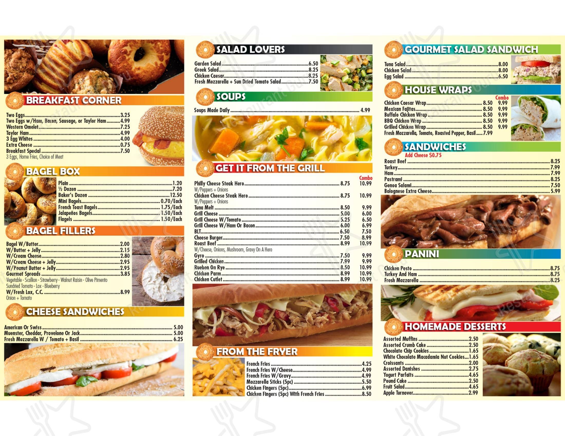Menu at The Bagel Corner, Kearny