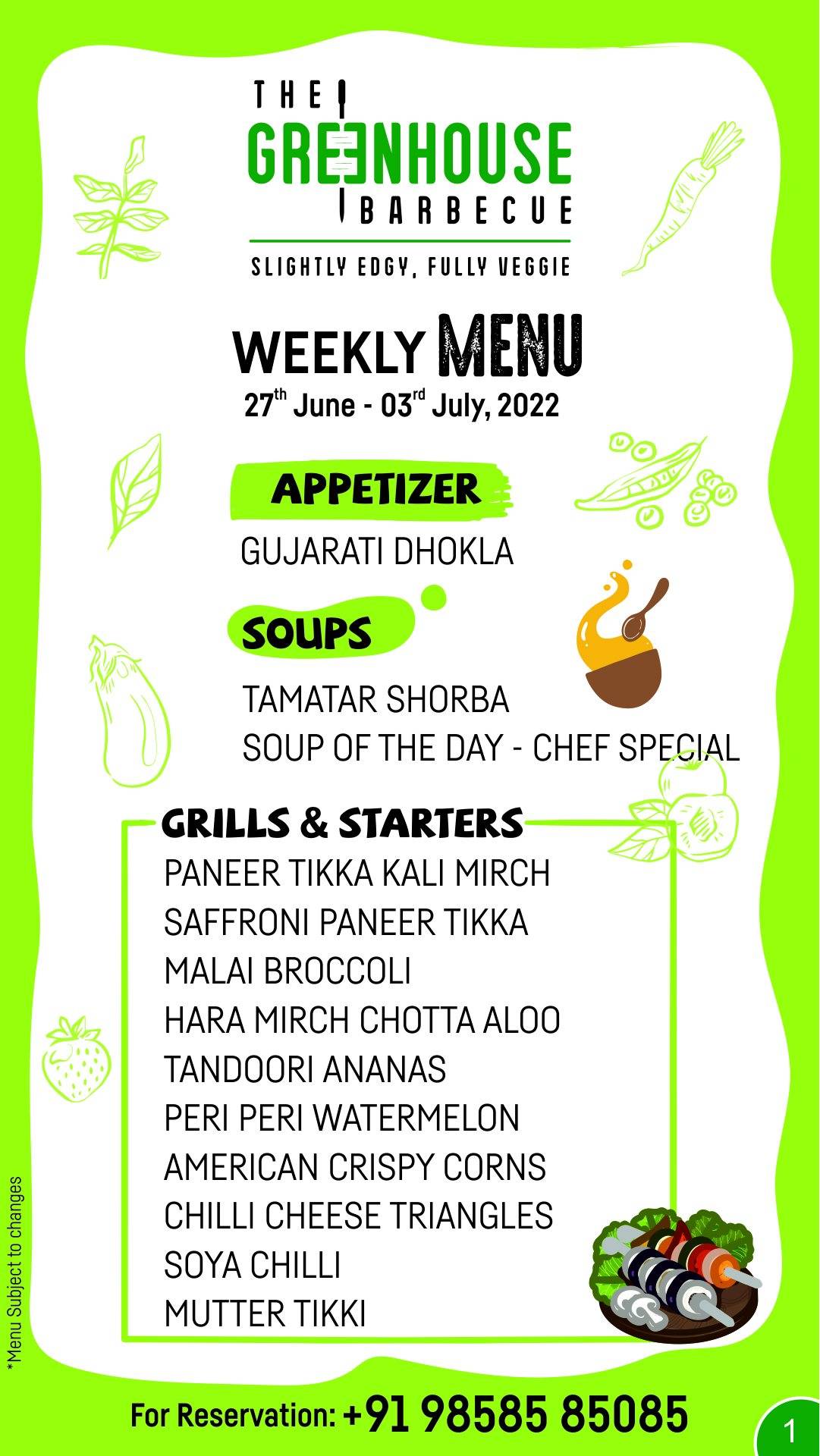 Menu at The Greenhouse Barbecue, Chennai
