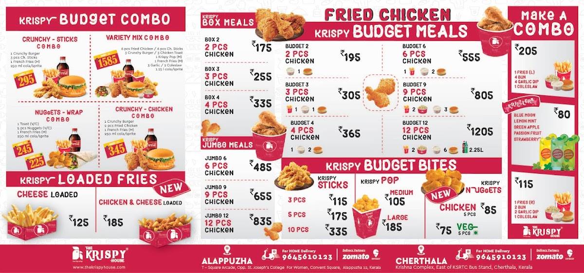 Menu at The Krispy House, Cherthala