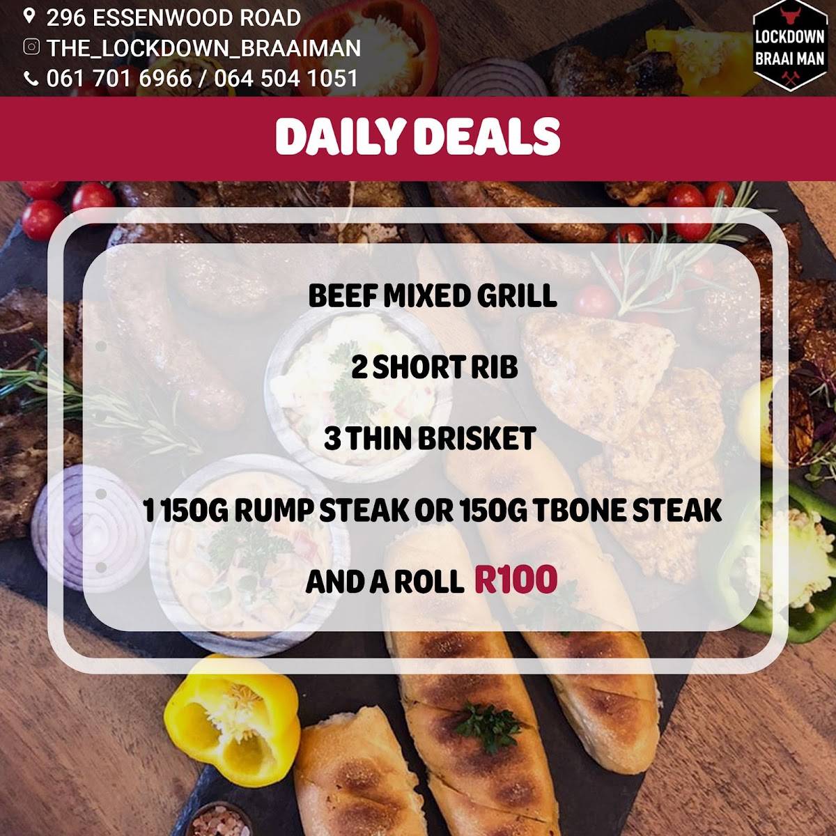 Menu at The Lockdown Braaiman restaurant, Durban