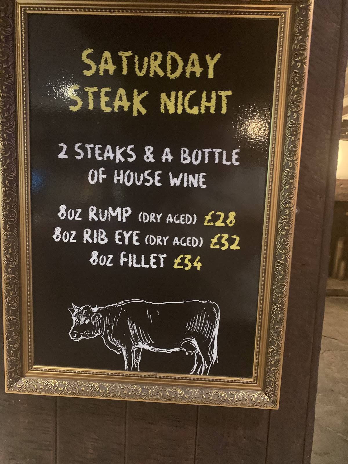 Menu at The Unicorn Inn restaurant, Somerton