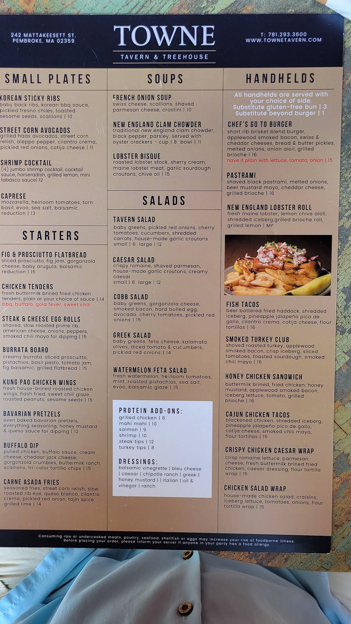 Menu at Towne Tavern & Treehouse - Pembroke restaurant, Pembroke