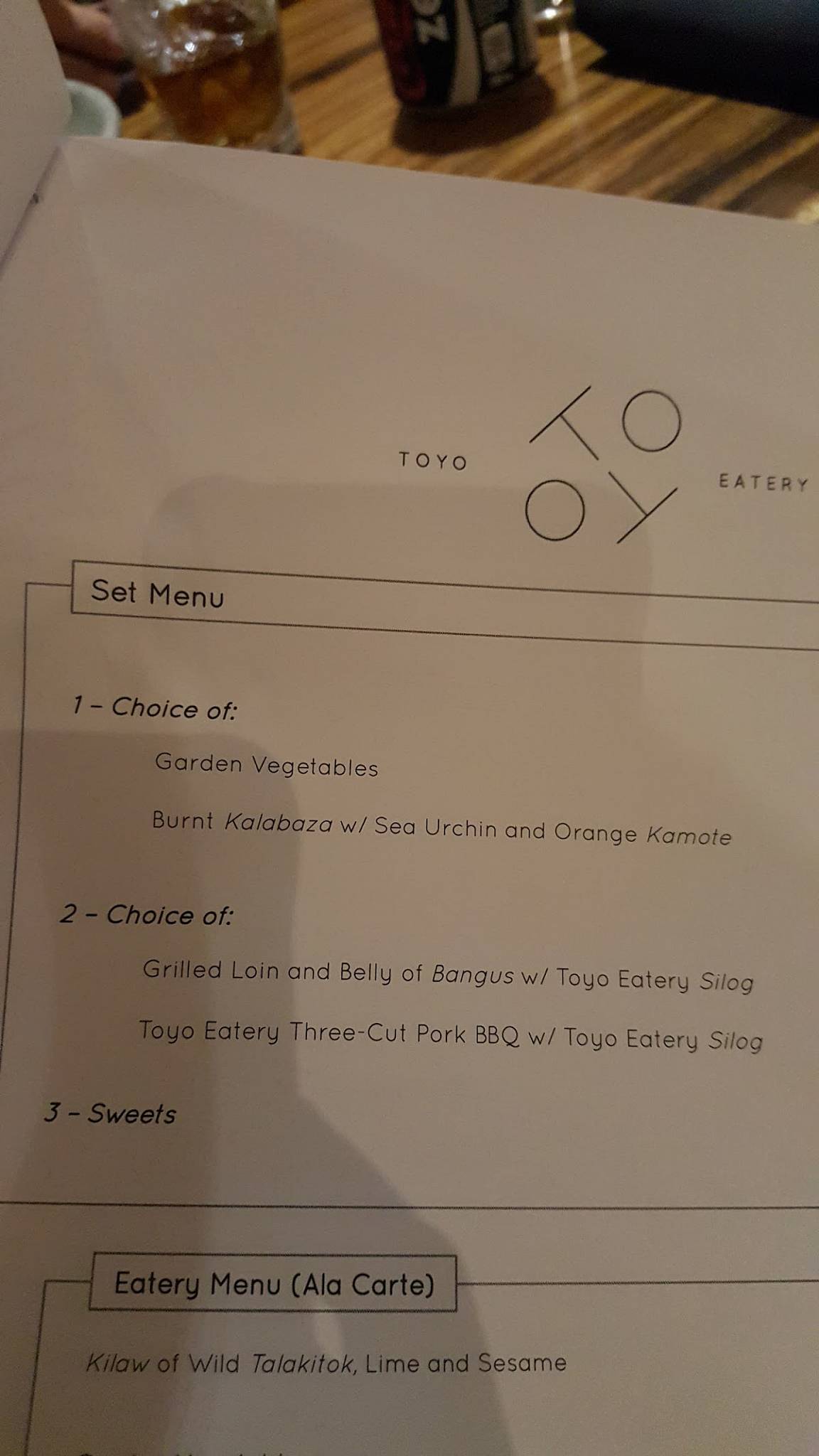 Menu at Toyo Eatery restaurant, Makati, 1231 Chino Roces Ave Ext