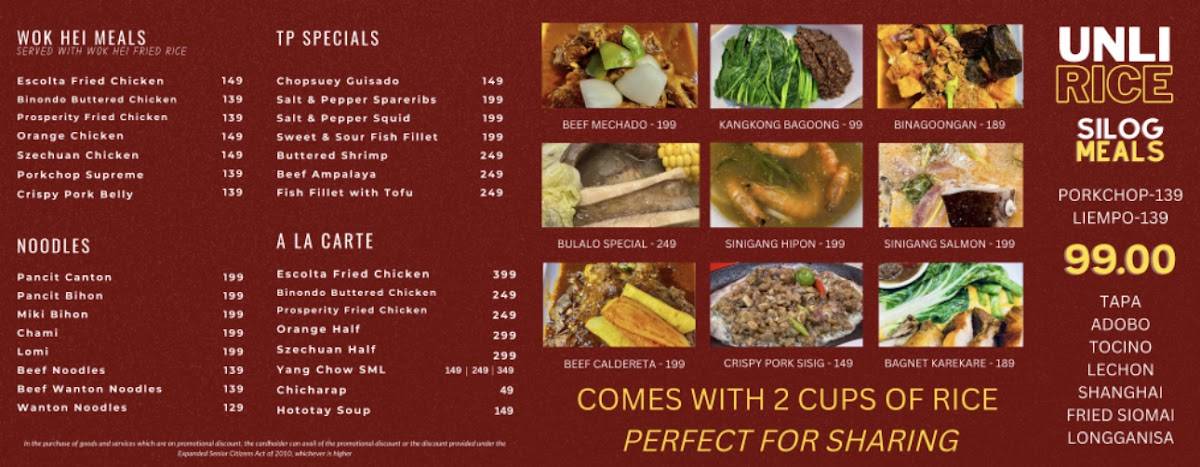 Menu at Tsong Pao restaurant, Mandaluyong