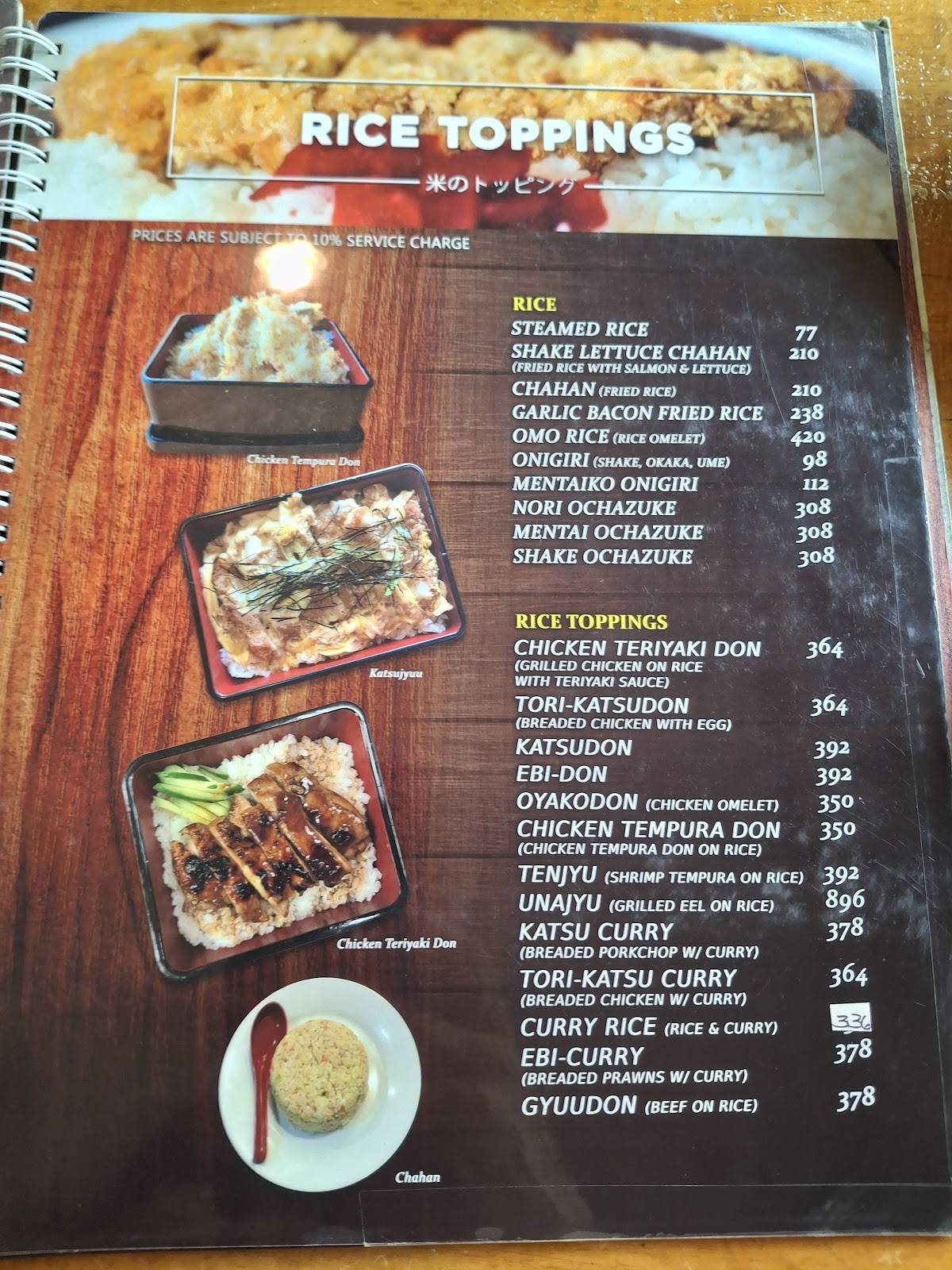 Menu at Umenoya restaurant, Biñan, 834J+MRJ
