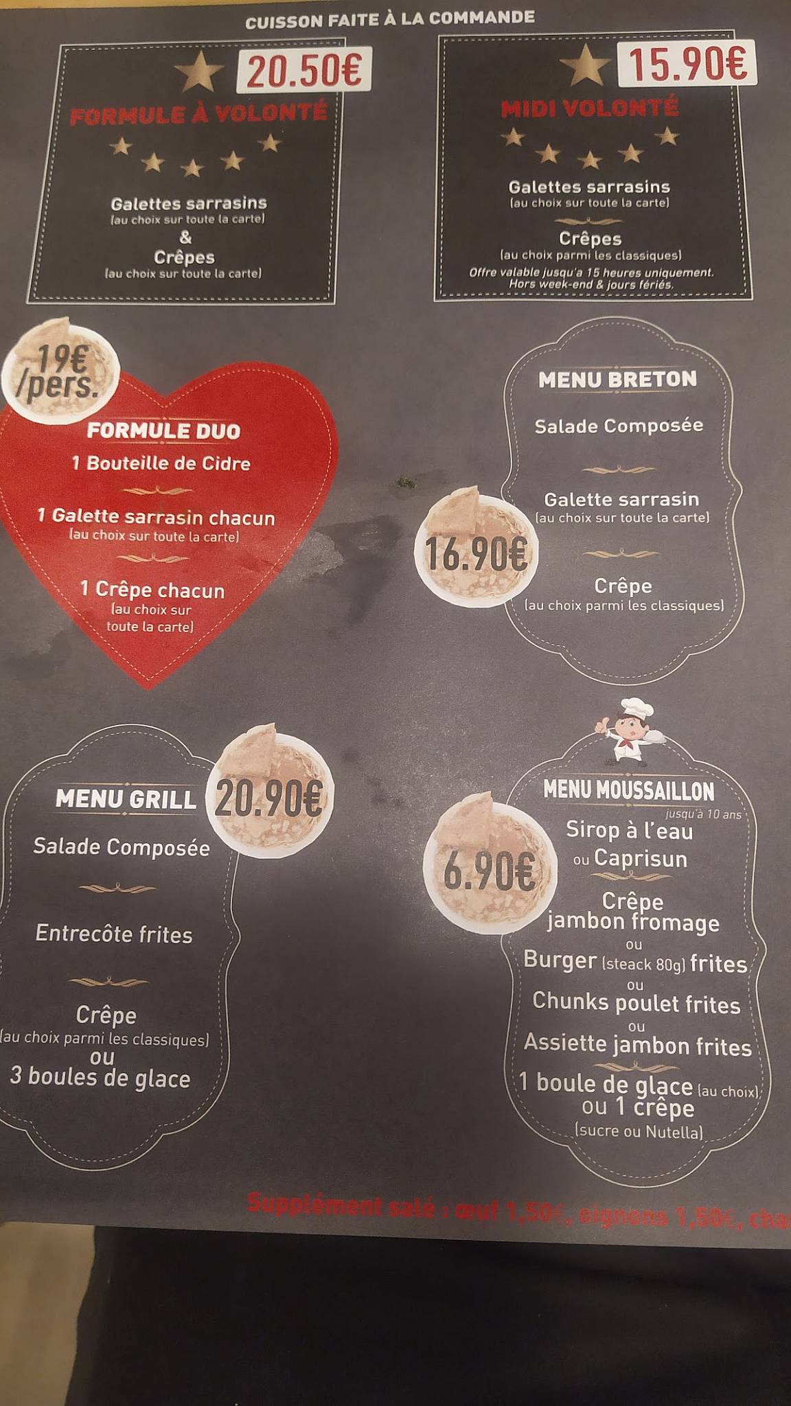 Menu au Un Air de Bretagne, Crêperie artisanale Rivesaltes restaurant ...