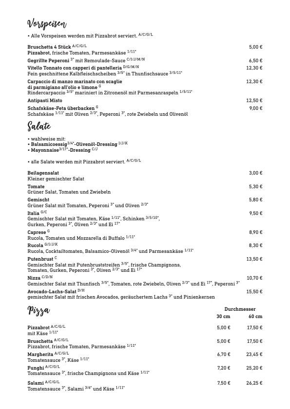 Menu at Urban Pizza 21, Grünstadt