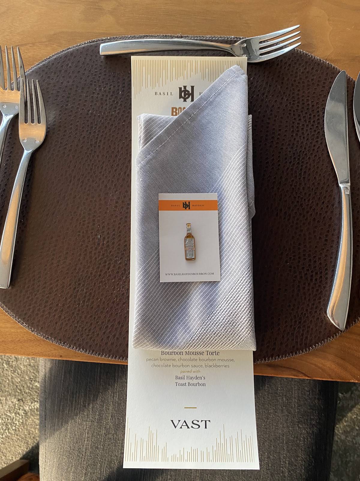 Menu at Vast restaurant, Oklahoma City