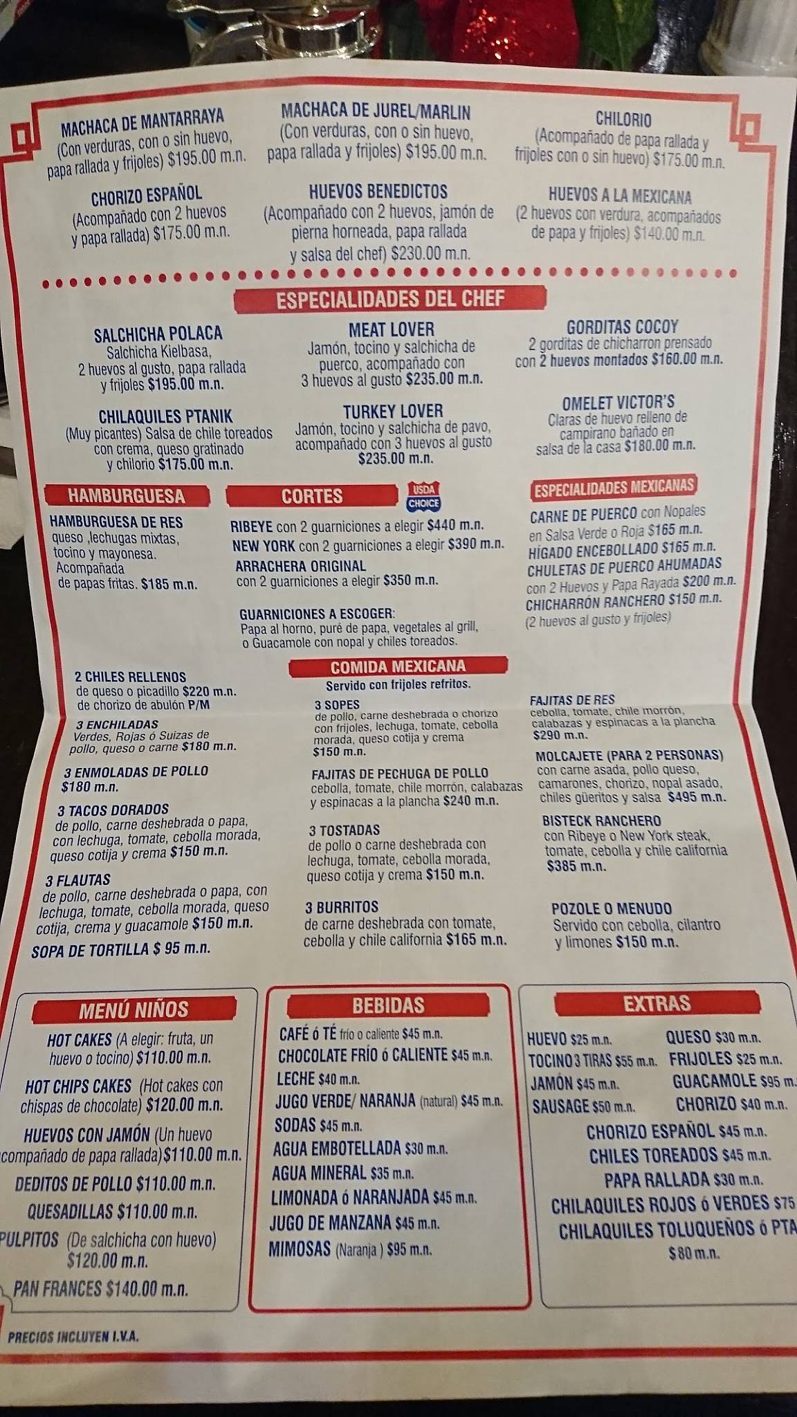 Menu at Restaurant Victor’s Boulevard, Ensenada, Lázaro Cárdenas 178