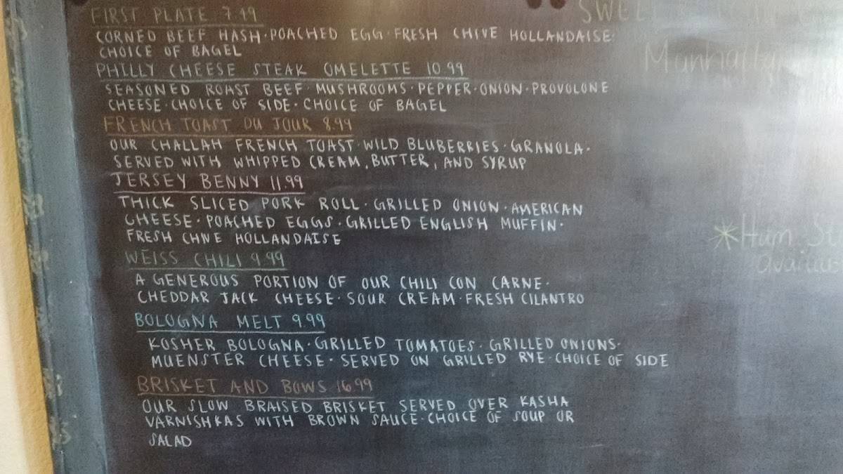 Menu at Weiss Deli restaurant, Henderson