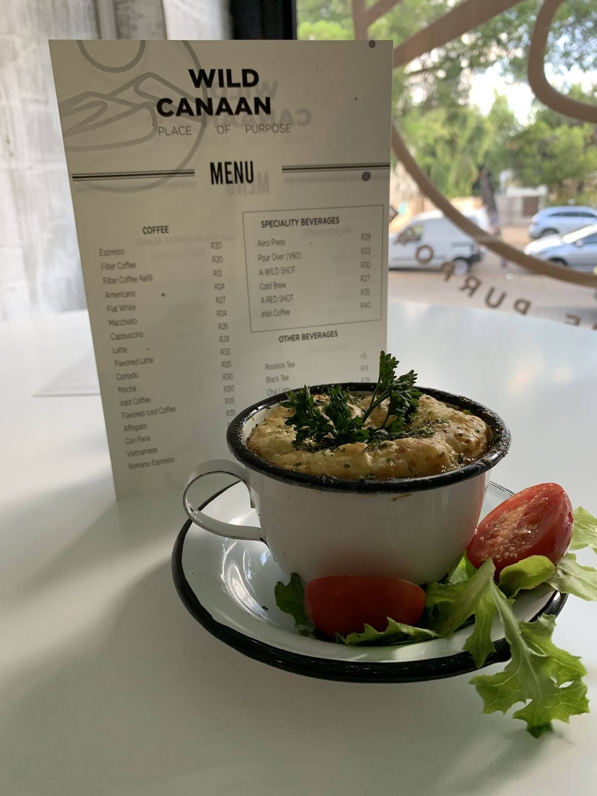 Menu at Wild Canaan Café, Bloemfontein