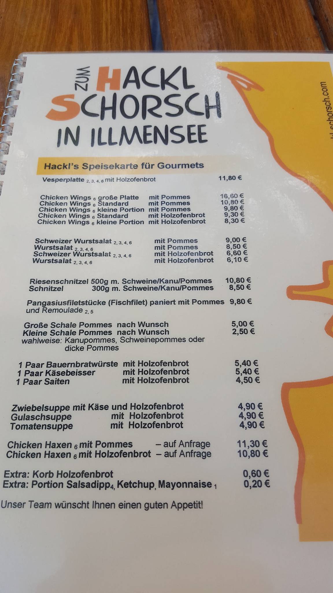 Speisekarte von Zum Hackl Schorsch - Georg Wetzel restaurant, Illmensee