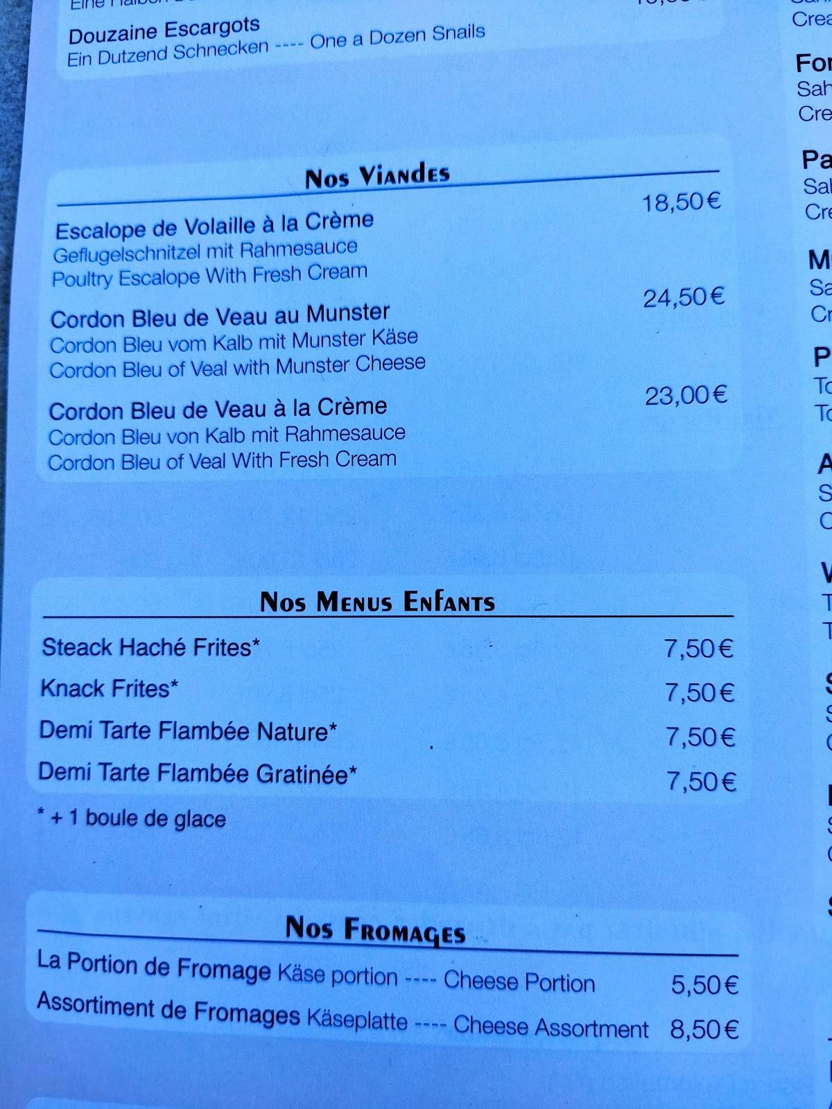 Menu au Restaurant de la Tour, Turckheim