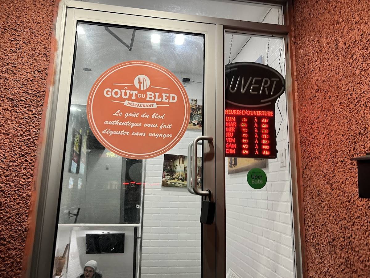 Menu au Restaurant le gout du bled, Laval