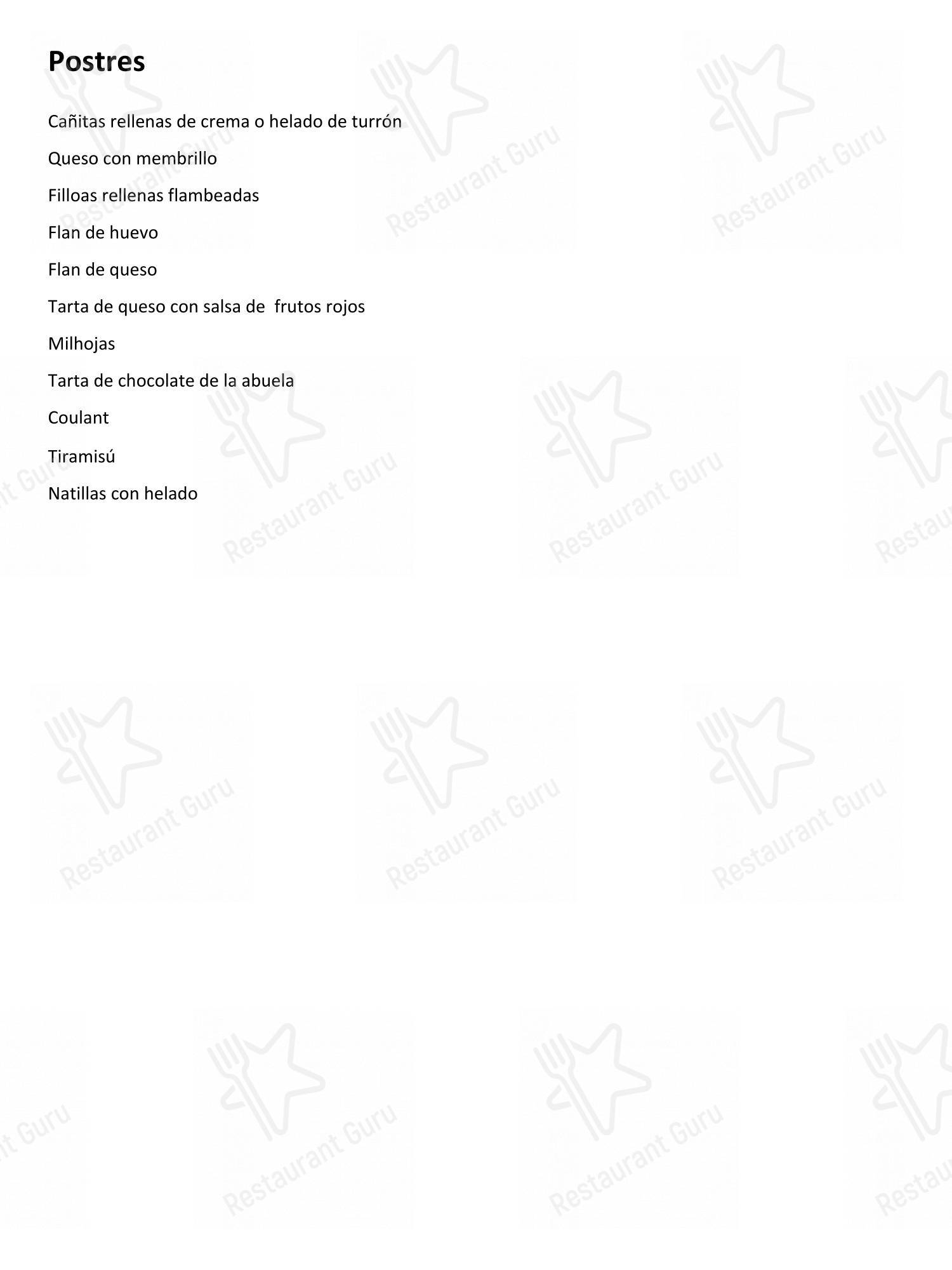 Carta de Restaurante Casa Celia, Pontido