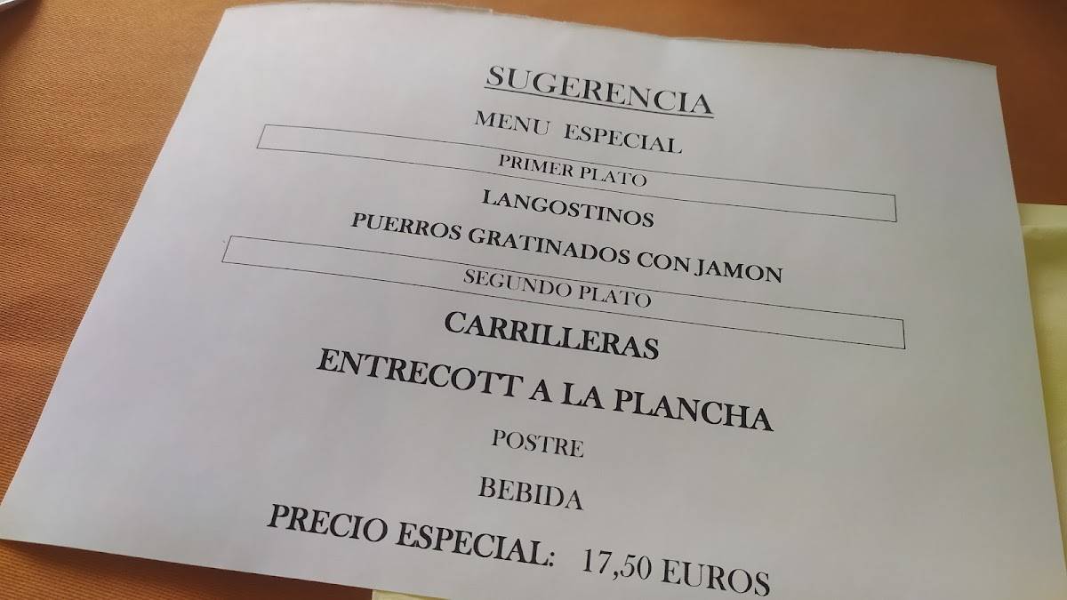 Menu at Restaurante Casa Fortuna, Marugán