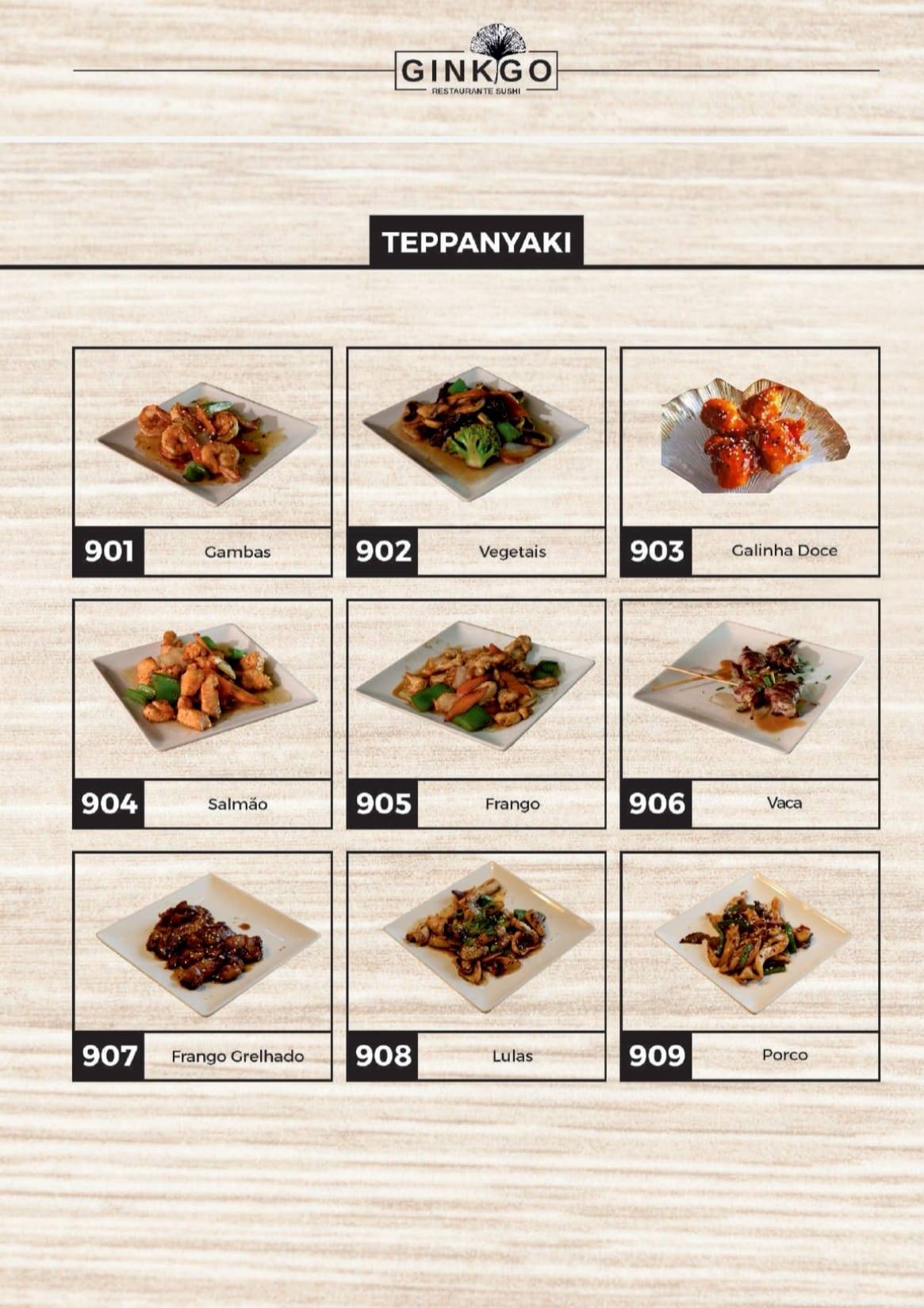 Carta de Restaurante Japonês - GINKGO, Leiria