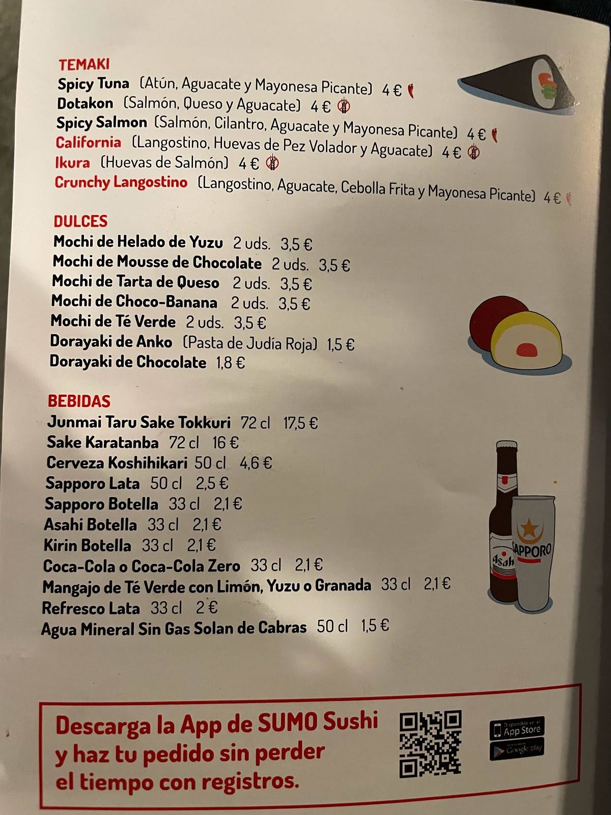 Carta de Restaurante Japonés - SUMO POZAS, Bilbao, Gregorio de la ...