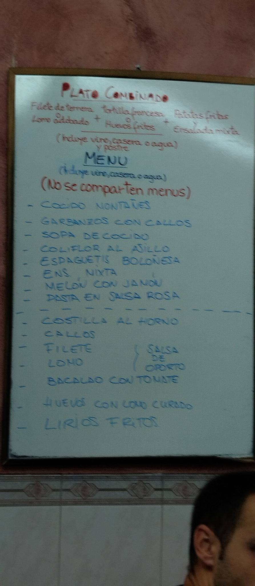 Carta de Restaurante La Bolera, Igollo de Camargo