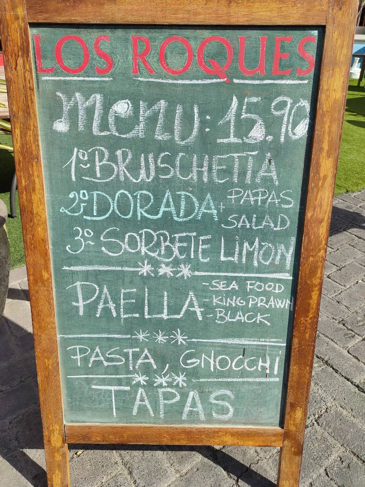 Carta de Restaurante Los Roques de la Fula Negra, Los Abrigos, C. La Marina