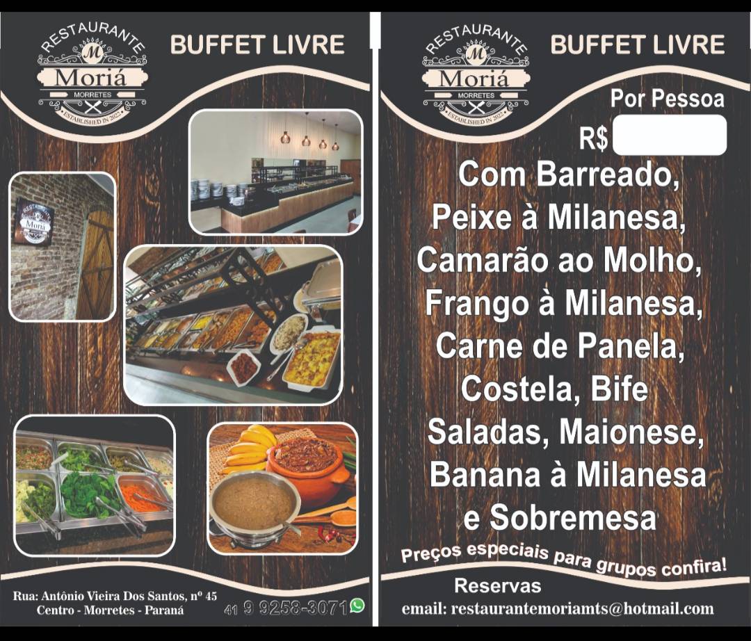 Menu em Restaurante Moriá, Morretes