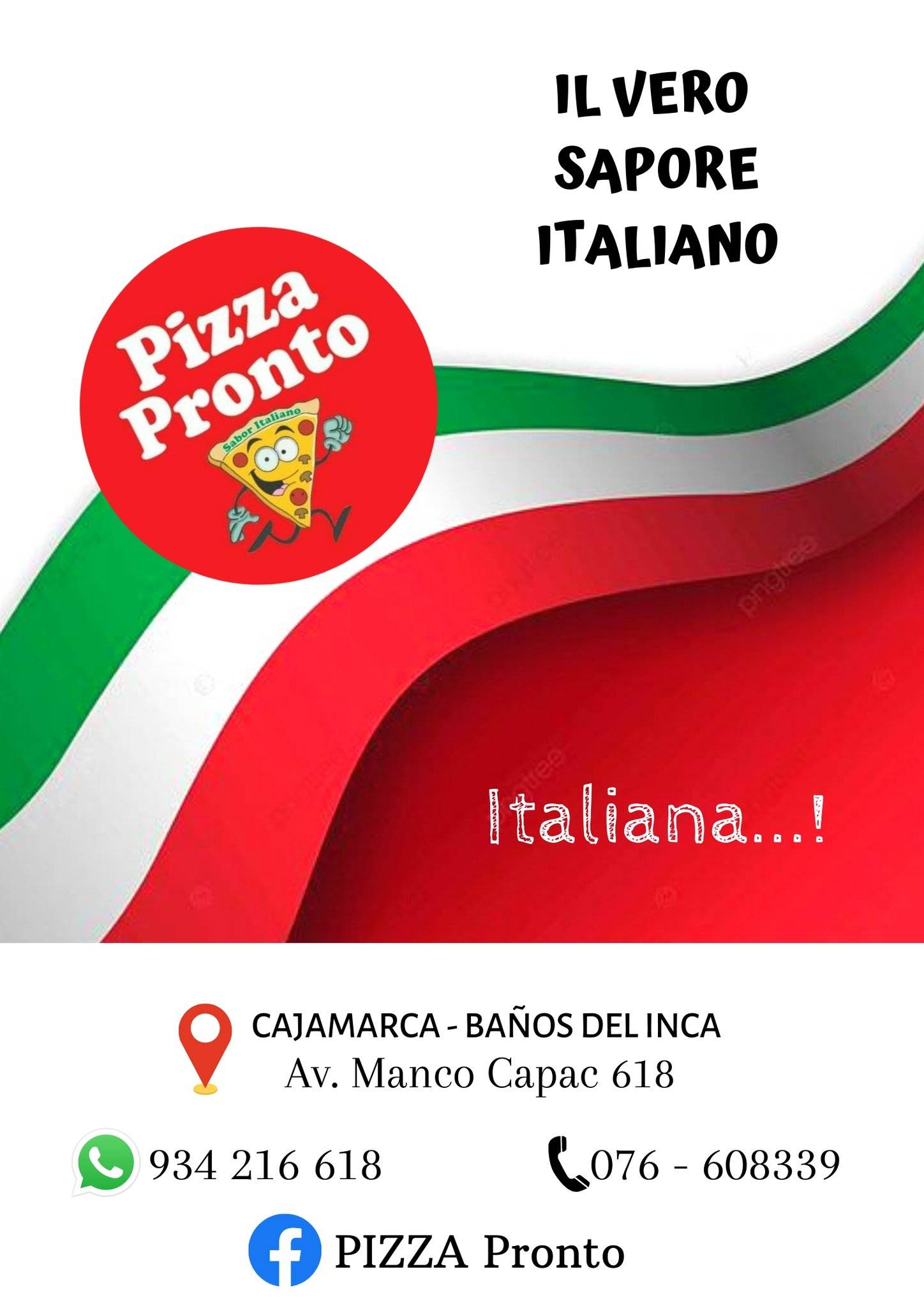 Carta de Restaurante PIZZA Pronto, Cajamarca