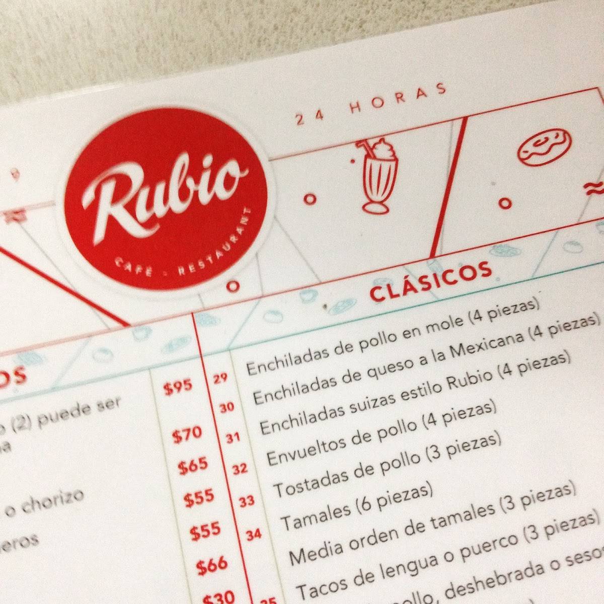 Carta de Restaurante Rubio, Monterrey