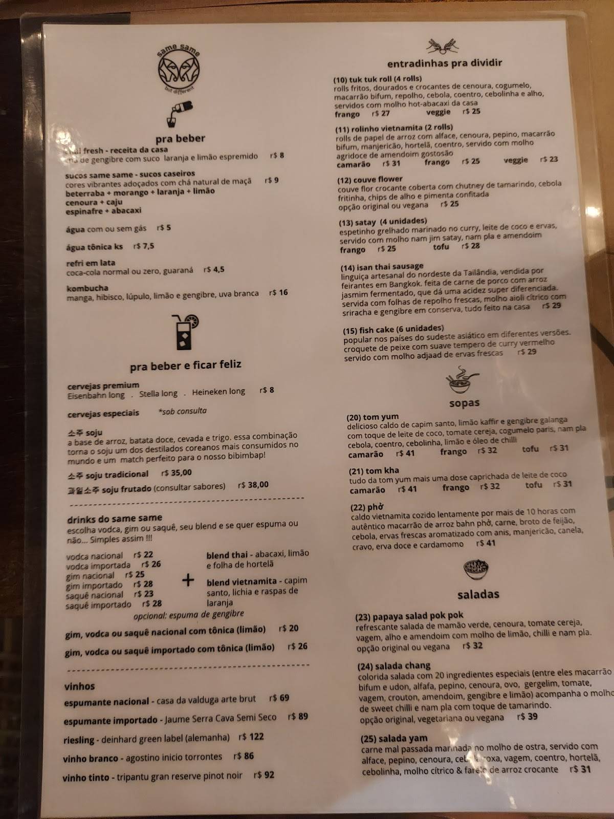 Menu em Restaurante Same Same, Brasília, St. de Habitações Coletivas e ...