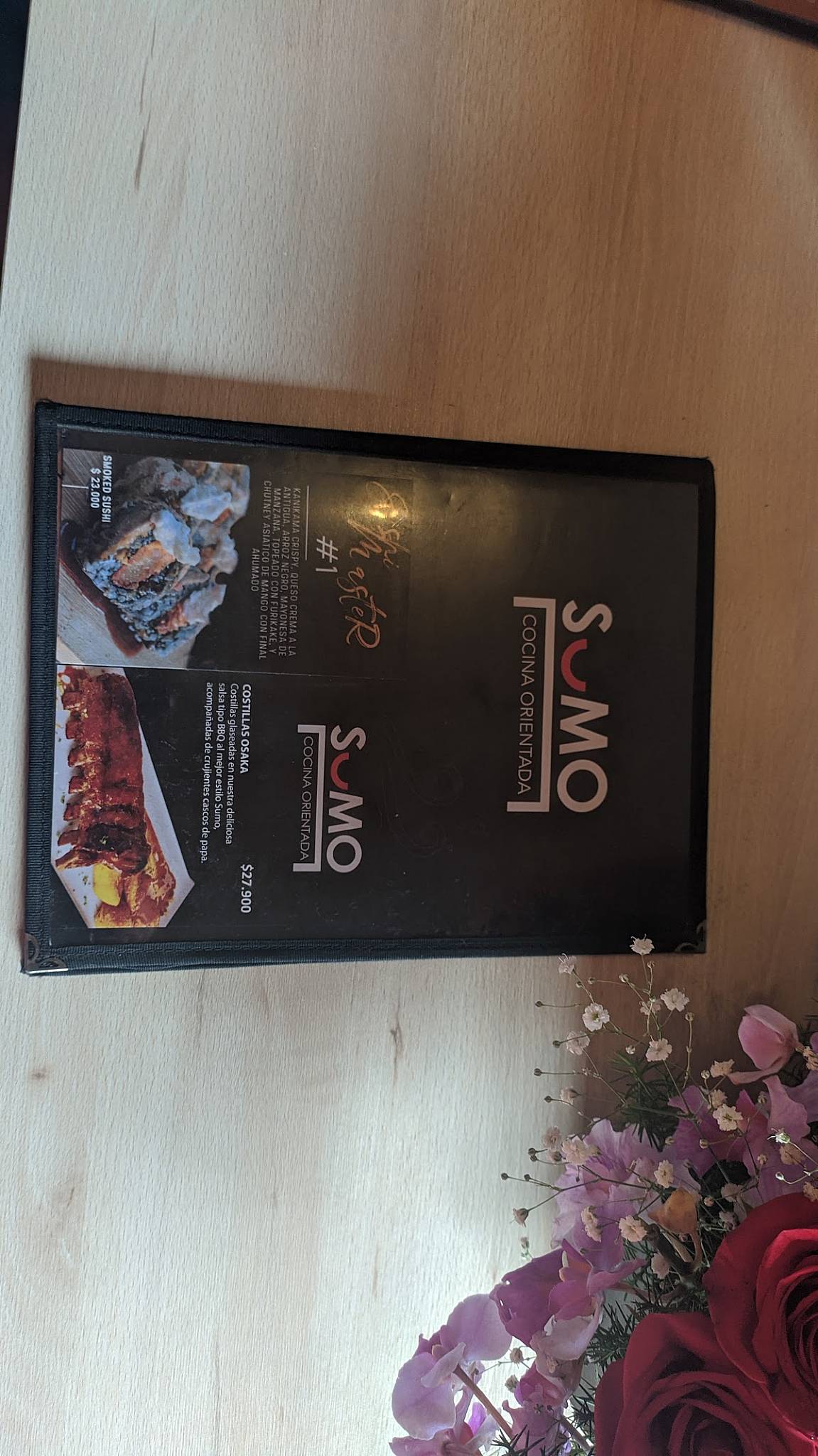 Carta de Restaurante Sumo, Pereira