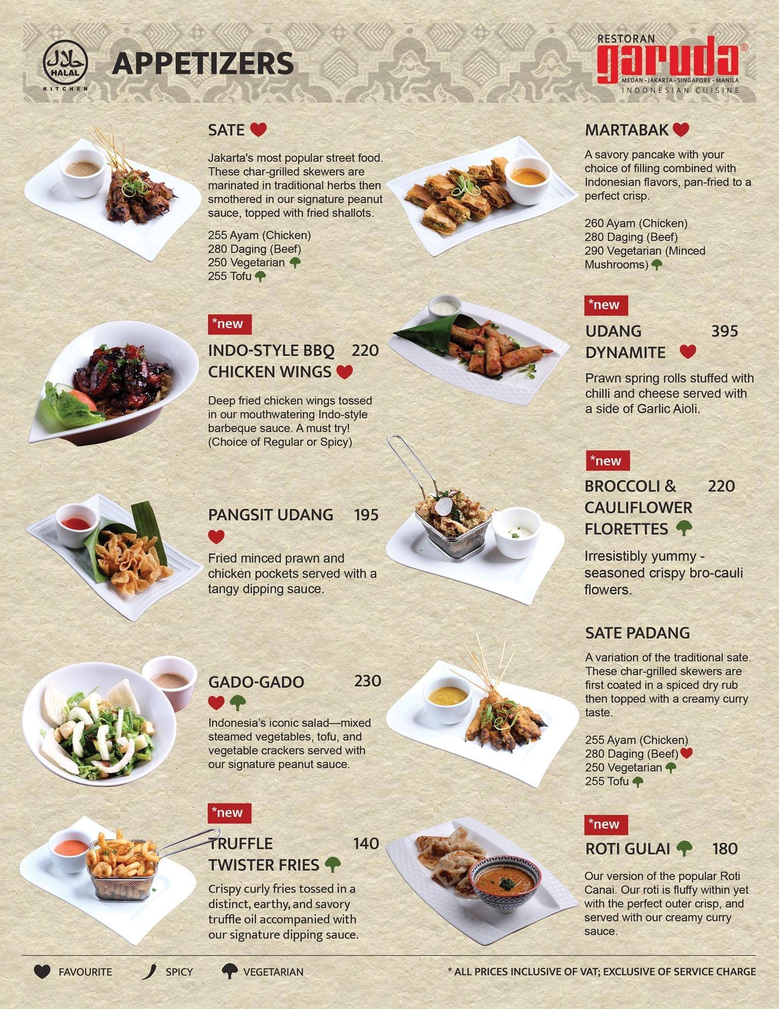 Menu at Restoran Garuda restaurant, Makati, Ground Floor
