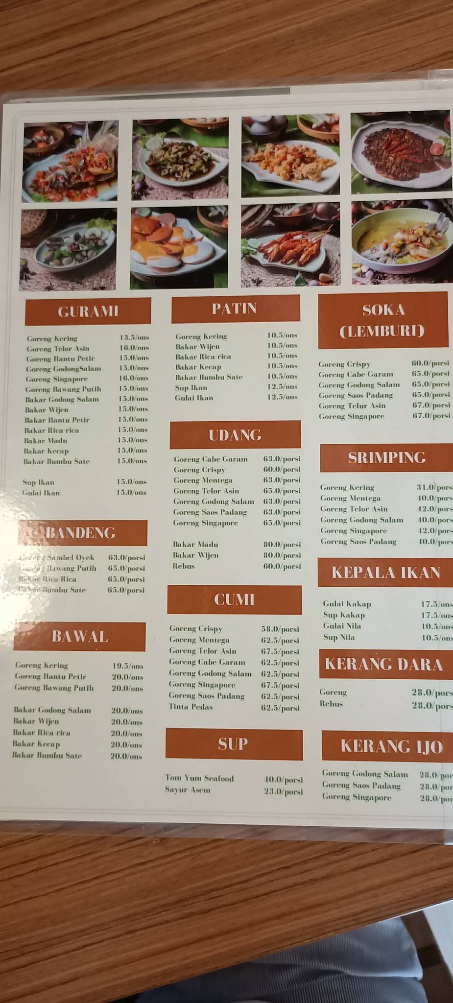 Menu at Restoran "Godong Salam" restaurant, Genuk, Jl. Diponegoro No.108