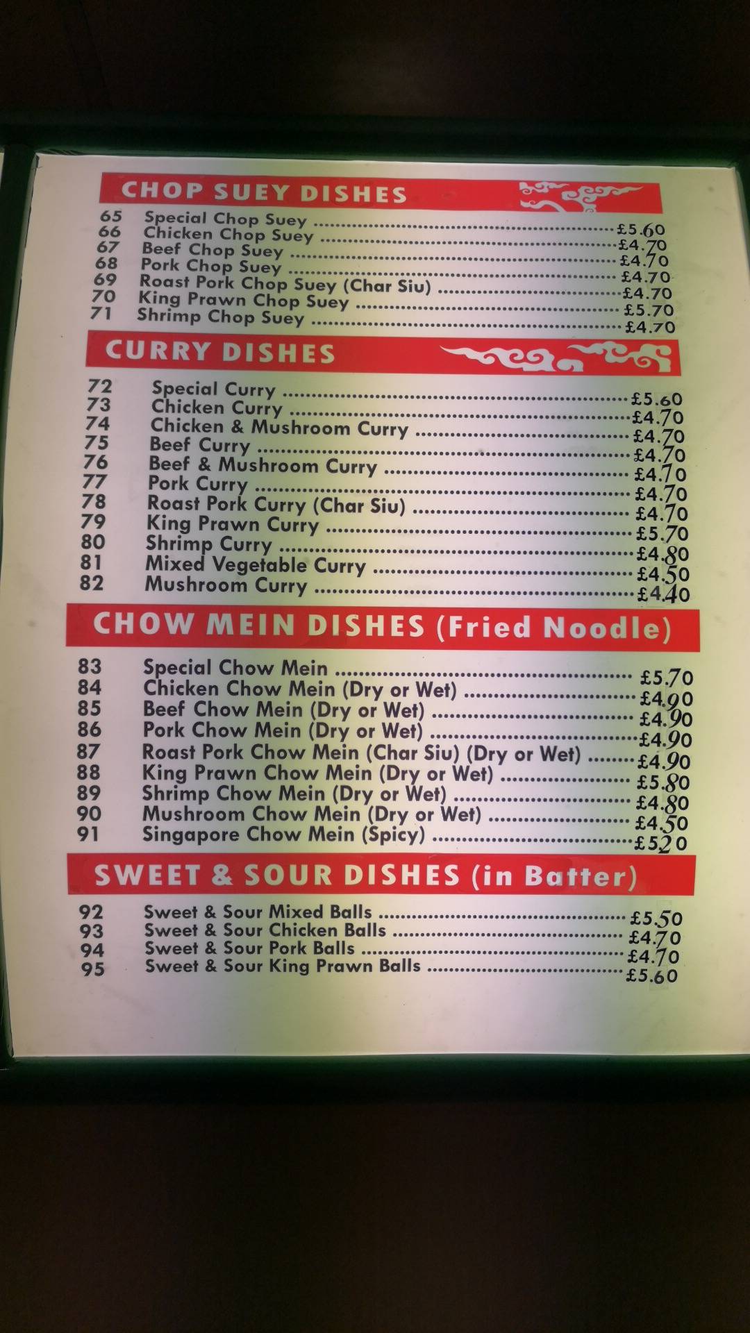 Menu at China Kitchen fast food, Retford